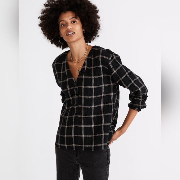Madewell | Tops | Madewell Lightspun Evert Top In Windowpane | Poshmark